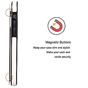 JOYAKI Wallet Case Compatible with iPhone 13,Slim Protective case with Card Holder,PU Leather Kickstand Card Slots Case with a Free Screen Protective Glass for iPhone 13(6.1")-White