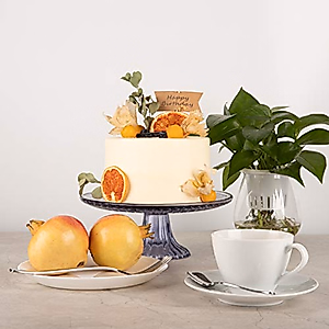 KMwares 9" D Colored Glass Round Cake Stand, Serving Platter, Multifunctional Dessert Plate with Beautiful Lavender Color for Wedding, Birthday Party, Kicthen Baking Ware