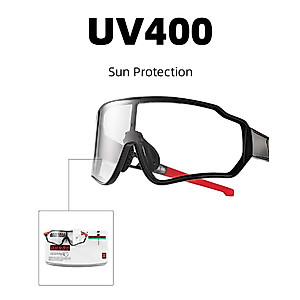 ROCKBROS Photochromic Sunglasses for Men Women Cycling Sunglasses Safety Sport Sunglasses UV Protection Transitions Sunglasses Driving Fishing Cycling Outdoor Sports
