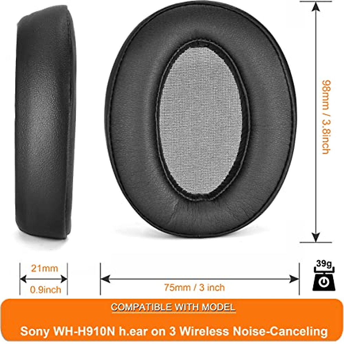WH-H910N Ear Pads - defean Replacement Ear Cushion Cover Compatible with Sony WH-H910N h.Ear on 3 Wireless Noise-Canceling Headphones (Black)