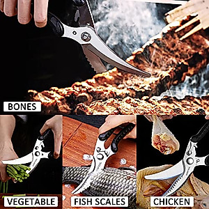 Kitchen Scissors, KOOKTOOL Kitchen Shears Heavy Duty Poultry Shears, Dishwasher Safe Meat Scissors, Kitchen Shears for Chicken, Bone, Poultry, Vegetable, Fish