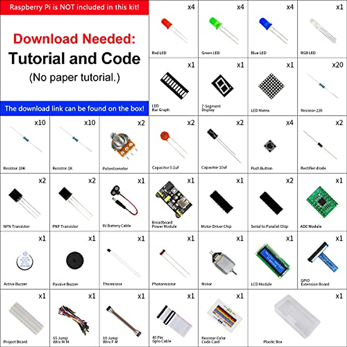 Freenove Super Starter Kit for Raspberry Pi 5 4 B 3 B+ 400 Zero 2 W, 682-Page Detailed Tutorial, Python C Java Scratch Processing Code, 164 Items, 88 Projects (Raspberry Pi NOT Included)