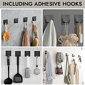 MOYU HOME Duty Waterproof in Shower Hooks,Waterproof Bathroom Shower Razor Hanger,Matte Black Bathroom Towel Hook,Stainless Steel Sticky Hooks