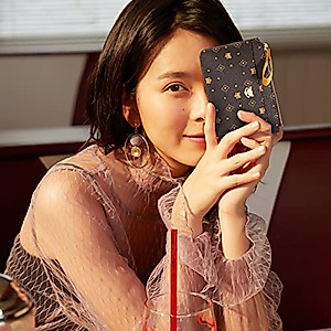 Artificial PVC Leather Credit Card Holder Wallet for Women Ladies Coin Purses Womens Small Signature Wallets Mini Female Monogram Zipper Wallet (Brown)