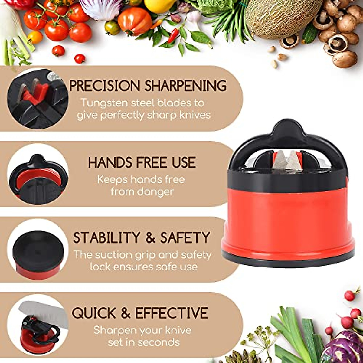 Lyched Vertical Magnetic Knife Block – Double Sided Magnetic Wood Knife Holder – Magnetic Knife Stand and Knife Storage – Large Cleaver Holder with Bonus Knife Sharpener