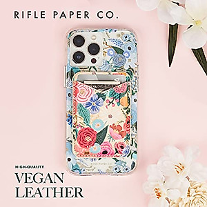 Rifle Paper Co. Magnetic Card Holder - Smooth Vegan Leather MagSafe Wallet [Holds up to 3 Cards] - Slim Detachable iPhone Wallet for iPhone 14 Pro Max/ 13 Pro Max/ 12 Pro Max - Garden Party Blush