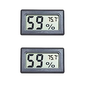 2-Pack Mini Digital Electronic Temperature Humidity Meters Gauge Indoor Thermometer Hygrometer LCD Display Fahrenheit (℉) for Humidors, Greenhouse, Garden, Cellar, Fridge, Closet