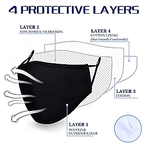 Fwaouty Cloth Face Masks, Reusable Washable Adjustable Breathable Face Mask with Nose Wire for Women Men 6 Packs