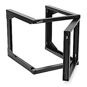 NavePoint 9U Server Rack with Swing Gate - 9U Wall Mount Rack for 19 Inch IT Equipment Open Frame Rack – Network Rack Wall Mount for AV & Server Equipment 24” Deep 9U Rack, Black