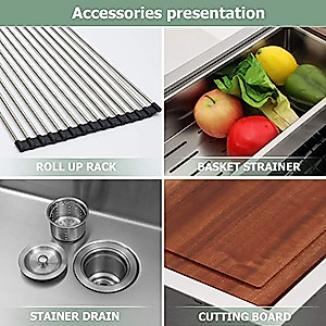 36 Inch Farmhouse Sink - Logmey Stainlese Steel Workstation Farmhouse Kitchen Sink 16 Gauge Apron Front Sink Single Bowl Farm Sink 36x21x9 Inches