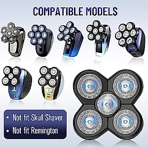 Head Shaver Replacement Heads, 5 Head Blades For Men, Men's Electric Shaver Replacement Heads Electric Razor Replacement Heads Shaver Replacement Blades for Bald Men and Face