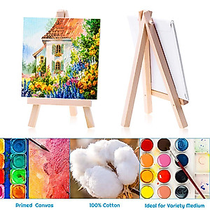 Mini Canvases 18 Pack, Cridoz Small Painting Canvas with Mini Easel 4x4 Inches Art Canvases Painting Kit for Kids Teenagers Acrylic Pouring Oil Water Color