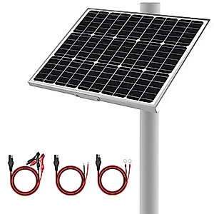 12V Waterproof Solar Battery Trickle Charger & Maintainer - 50 Watts Mono Solar Panel Built-in Intelligent MPPT Charge Controller + Adjustable Mount Brackets for Pole Dia 2.35-4.0inch/60-100mm