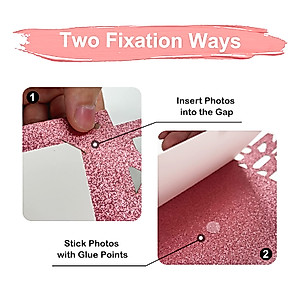 1st Birthday Baby Photo Banner, Happy Birthday Banner 17pcs First Birthday Decorations for Girl Newborn to 12 Months, First Birthday Photo Banner Garland Bunting with ONE Cake Topper, Rose Gold