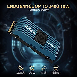 INLAND TD510 2TB PCIe 5.0 M.2 SSD Gen5 x 4 232-L 3D TLC NAND NVMe 2280 Internal Solid State Drive Gaming SSD with Heatsink & DRAM