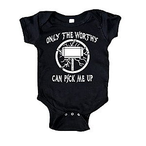 Sunray Clothing Only The Worthy Can Pick Me Up Thor Baby Onesie (12 Months, Red)