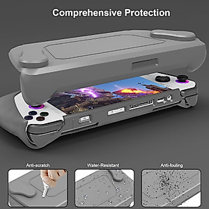 JDDWIN Full Case Compatible with ASUS Rog Ally 2023, Updated Version Protective Case Skin with Detachable Front Shell Cover and Kickstand for Rog Ally,Shockproof/Non-Slip/Anti-Collision (Grey)