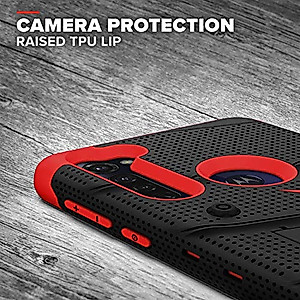 ZIZO Bolt Series for Moto G Stylus (2020) Case with Screen Protector Kickstand Holster Lanyard - Black & Red