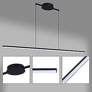 Zicbol Kitchen Island Pendant Lighting 40.94 Inch Linear Light Fixture Chandelier 16W 3000K Warm Light Dimmable LED Hanging Light Fixture for Dining Room, Kitchen, Breakfast Bar, Living Room Black