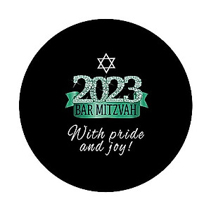 Bar Mitzvah 2023 I With Pride & Joy I Turquoise Banner Decor PopSockets Standard PopGrip