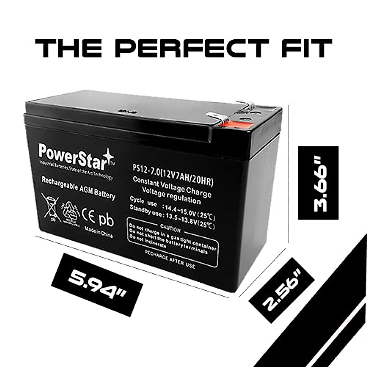 7AH Battery for PS-1290-PS-1290 12 Volt 9 Amp Hour Rechargeable SLA Battery