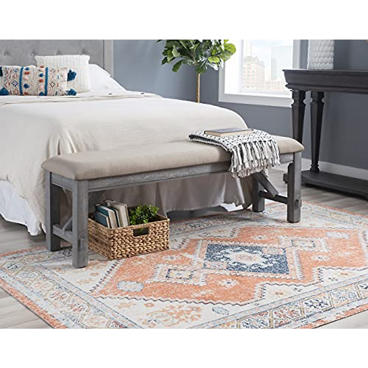 Powell Turino Dining Bench, White, 60" x 15-3/4" x 19-7/8"