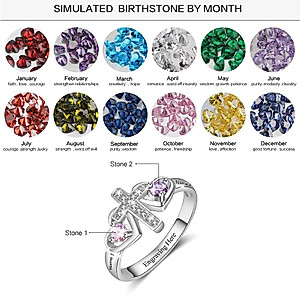 Lam Hub Fong Personalized Mothers Day Gifts Birthstone Rings for Women Mother Daughter Promise Rings for Her Custom Engagement Name Rings for Her Girlfriend Wife (2 Birthstones-4, 5)