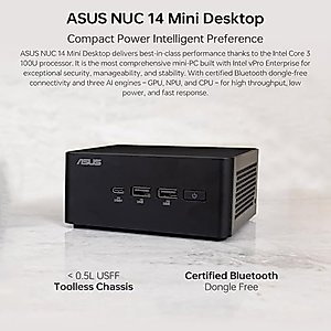 ASUS NUC 14 Pro Mini PC, Intel 6-Core Processor(Up to 4.7 GHz), 16GB DDR5 RAM, 2TB SSD, HDMI 2.1 Dual 4K Display, 2.5G Ethernet, 2X Thunderbolt 4, Wi-Fi 6 & Bluetooth, Windows 11 Pro, Black