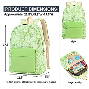 LEDAOU Backpack for Girls School Bag Kids Bookbag Teen Backpack Set Daypack with Lunch Bag and Pencil Case (Green)