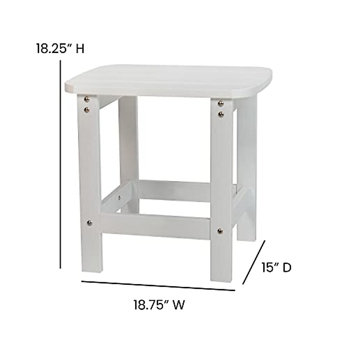 Flash Furniture Charlestown Poly Resin Adirondack Side Table - White - All-Weather - Indoor/Outdoor