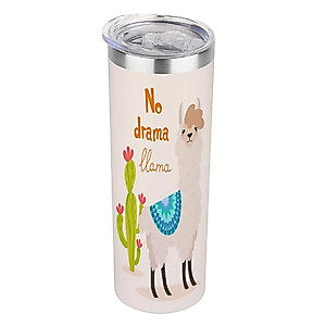 silichee 20 Oz Insulated Tumblers Stainless Steel Cup with Lid Stylish Cartoon Lama Ornament Cactus No Drama Llama Poster Tumblers Double Wall Vacuum Coffee Mugs for Cold Hot Drinks for Sport