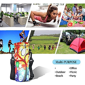 AUPET Water Bottle Carrier,Colorful Tree 500ML Water Sport Bottle Cover Pouch Insulated Soft Sleeve Holder Case +Shoulder Strap