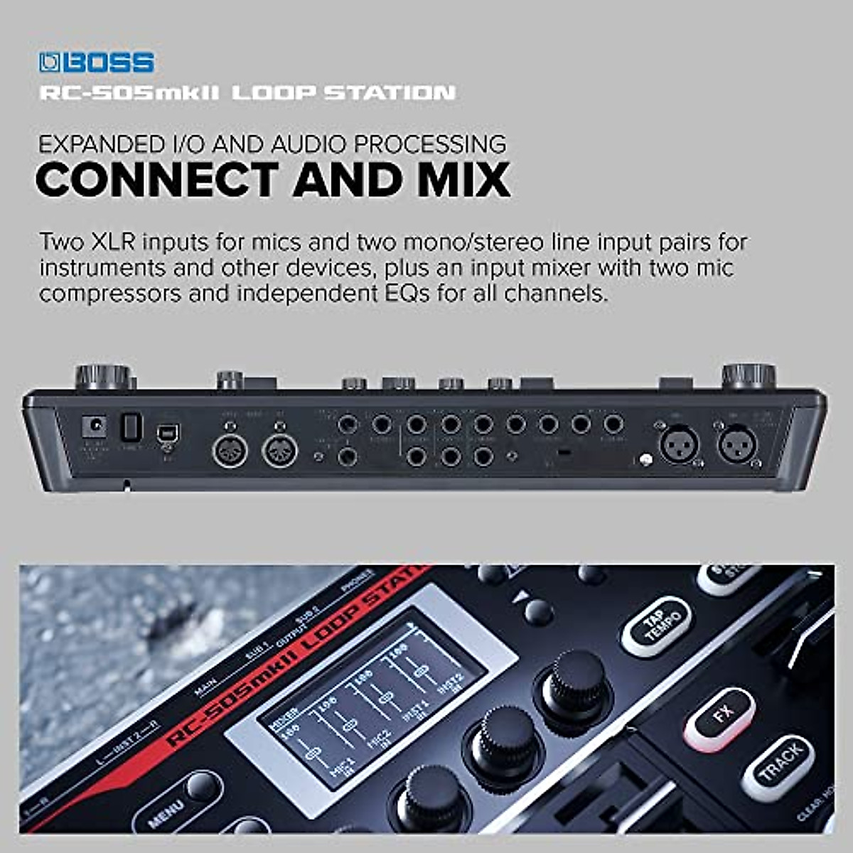 BOSS RC-505MKII Loop Station – The Industry Standard Tabletop Looper, Updated and Enhanced. Class-leading sound quality. Five simultaneous stereo phrase tracks. Input FX and Track FX sections.