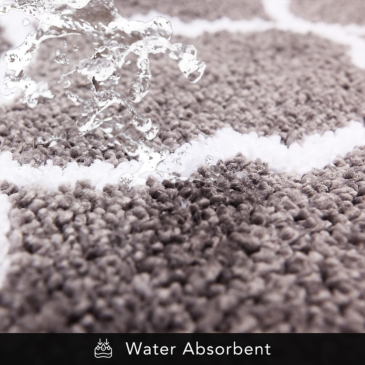 Dephora Kitchen Rugs and Mats Washable 2 Pieces Moroccan Rug Set Water Absorb Microfiber Non-Slip Rug Set for Kitchen Floor Front of Sink, Hallway, Laundry Room 17"x48"+17"x24", Grey