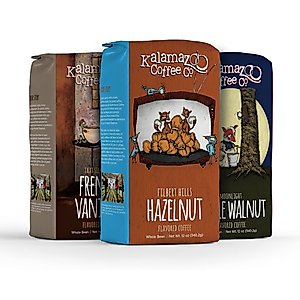 KALAMAZOO COFFEE COMPANY Whole Bean Flavored Coffee Variety Pack - Hazelnut, French Vanilla, & Maple Walnut | 12oz Bag (3 Pack)