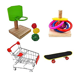 LOVIVER Bird Training Toys Parrot Toy Parakeet Shopping Cart for Cockatiel Budgie
