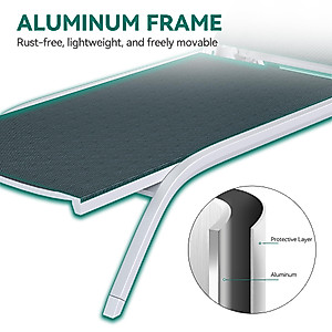 YITAHOME Aluminum Outdoor Chaise Lounge Set of 4 with Wheels, Pool Lounge Chair Patio Lounger with Extended Width, 5-Position Adjustable Backrest for Patio, Poolside, Deck - Dark Green