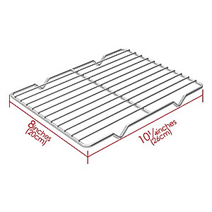 Linkidea Metal Grate Cooling Rack Pack of 2, Stainless Steel Baking Cooling Rack Rectangle 8'' x 10'', Oven Safe Grid Wire Racks for Roasting Disposable Pan