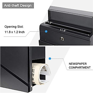Lockable Mailboxes with Keys,Outdoor Wall Mounted Mail Box with Large Capacity,14 3/10" x 4 1/10" x 13",White