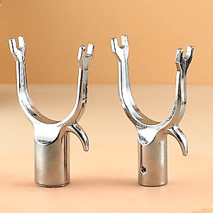 1 Piece U-Shaped Metal Utility Hook for Closet Pole Metal Hook for High Reach Pole Closet Pole Replacement Hook Long Reach Stick Replacement Metal Fork, for 19mm Diameter Pole, Silver