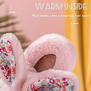 Fadezar Toddler Slippers Girl Boy House Slipper Kids Rabbit Winter Slipper Warm Bunny Slippers Soft Plush Indoor Girls Boys Slipper Cover Heel Pink Pink 9.5-10 toddler CN 170
