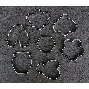 Bee Cookie Cutters Set-3 Inches-7 Piece-Bee, Beehive, Flower, Honeycomb and Honey Jar Stainless Steel Cookie Biscuit Cookie Cutters Molds for Honey Bee Party Decoration Favor