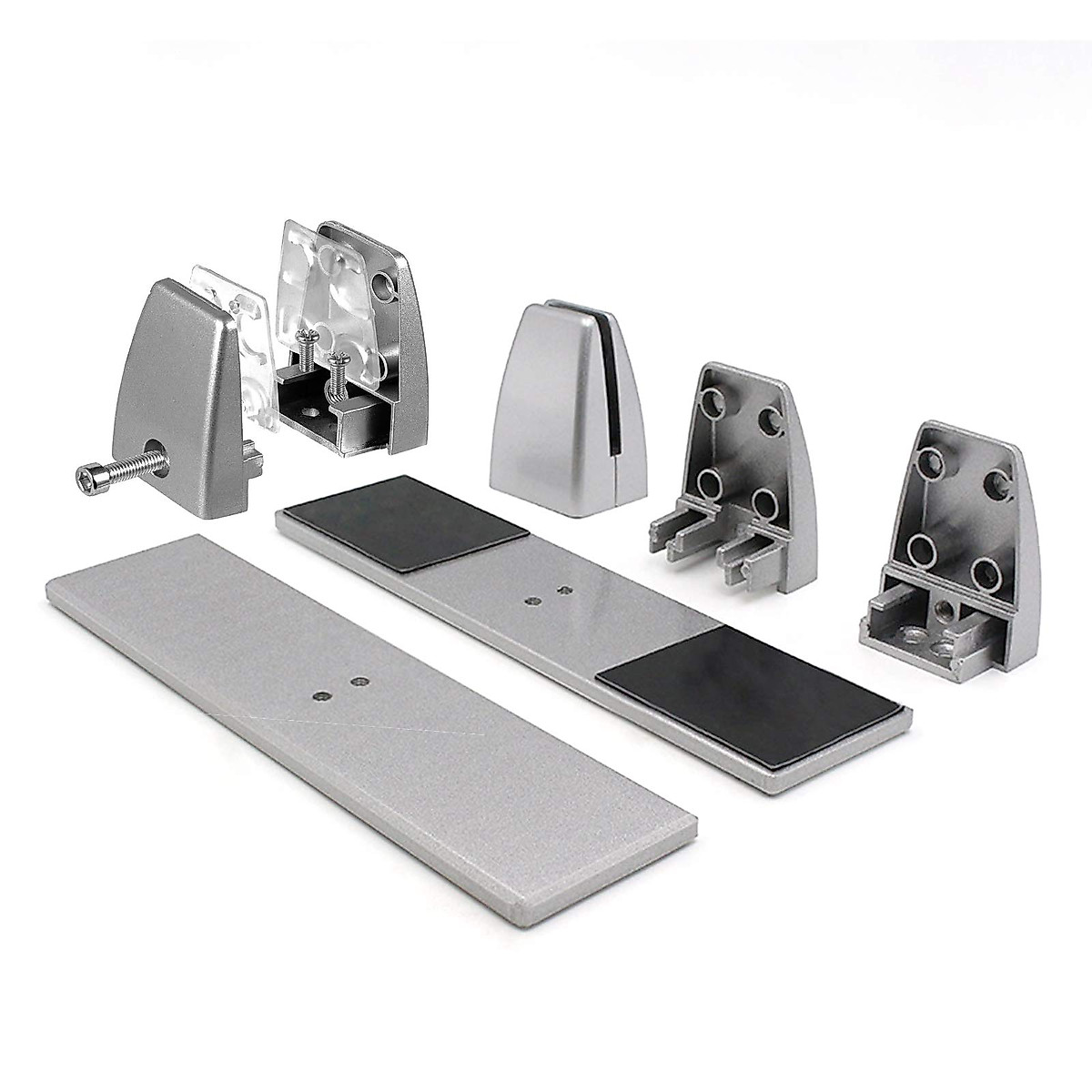 2 Pcs Sneeze Guard Clamp, Bracket Sneeze Guard Shield Base for Countertops, Stick On Heavy Duty Auminum Partition Guard Clamp, Panel Support Clamp Stand for Clear Desktop Counter Reception