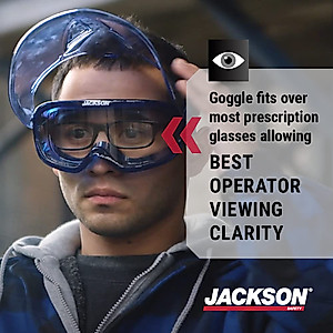 Jackson Safety GPL500 Premium Goggle with Detachable Face Shield - Anti-Fog Coating - Clear Lens – Blue - 21000