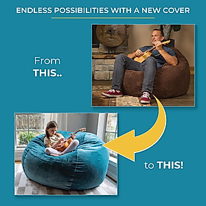 CordaRoy's Chenille Bean Bag Cover (Bean Bag Sold Separately) - Cover for Convertible Bean Bag Chair & Bed - Machine-Washable Chenille Fabric - for Basement, Living Room, Dorm - Full - Charcoal