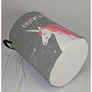 KUNRO Large Storage Basket Toy Box Bin Laundry Bag Foldable Hamper Clothes Kids Gift Organizer Chest Waterproof Coating Organizer Dorm Nursery Home (Beauty unicorn)