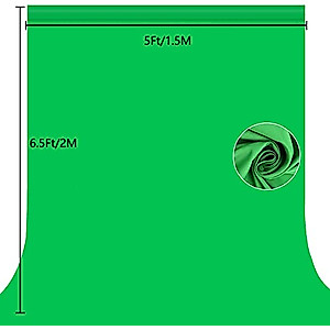 Green Screen Backdrop with Stand kit,YELANGU 6.5X5ft Portable Photographic Studio Photo Background for Streaming, ID Photos, Video conferences and interviews