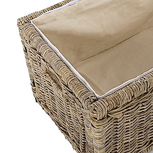 happimess HPM9002B Elijah 30" Wicker Storage Trunk, Collapsible for flat storage, Rattan-Kubusoft Gray, Coastal for Office, Dorm Room-LivingRoom, Bedroom, Dining Room, Natural