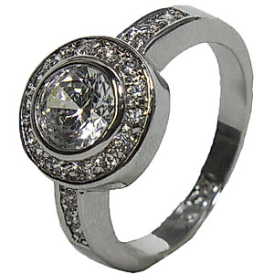 RS Covenant Women's Rhodium Plated Dress Ring Circle Round Cut CZ 012 (9)