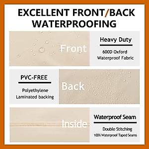 Flexiyard Outdoor Sectional Cover, Heavy Duty Patio Furniture Cover, 100"X100" Waterproof 600D Patio Sectional Cover, V-Shaped L-Shape Lawn Outdoor Furniture Cover (Natural Beige,V-Shaped-100 x100)